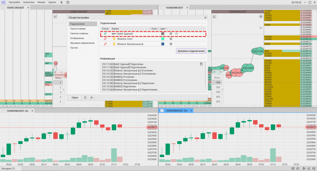 Как подключить CScalp к криптобирже Bybit